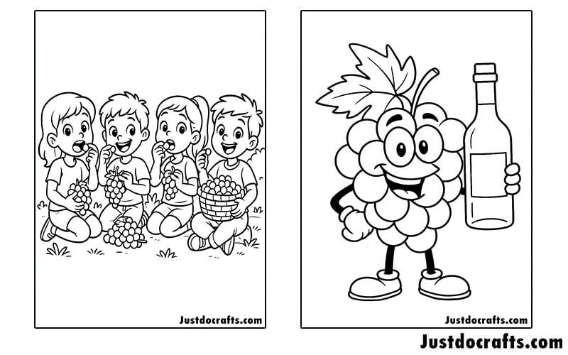 Grapes Coloring Pages (Free PDF printable) - Just Do Crafts