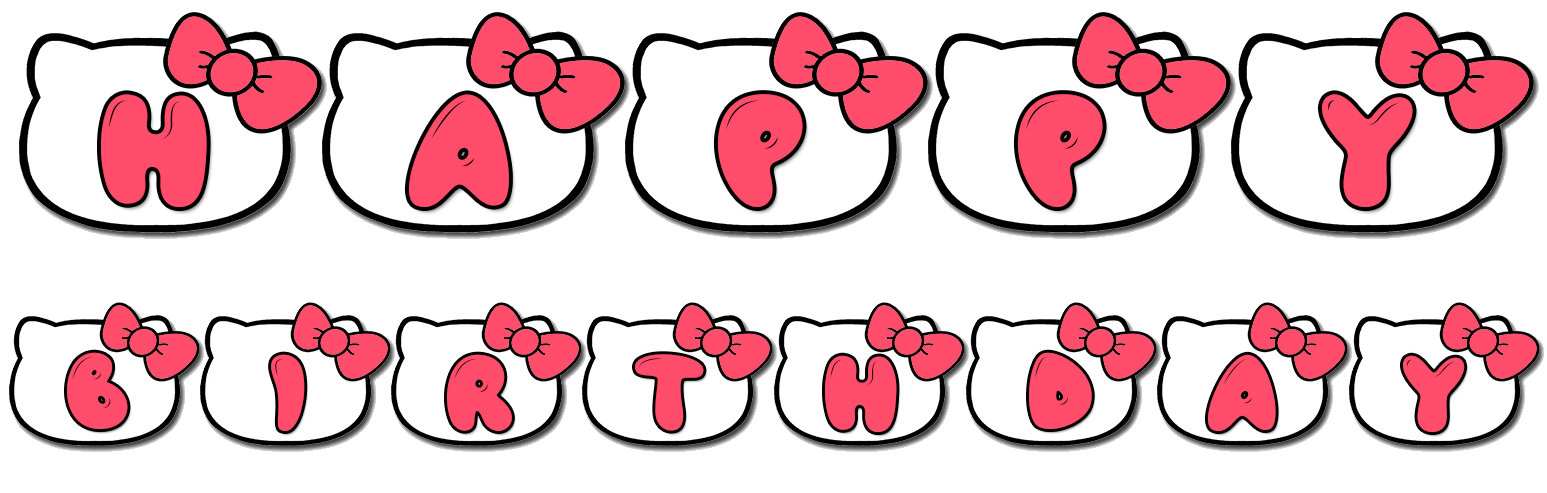 Hello Kitty Birthday Banner (Free PDF printable template) - Just Do Crafts