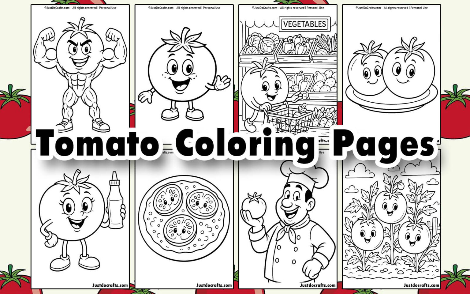 Tomato Coloring Pages (Free PDF printable) - Just Do Crafts