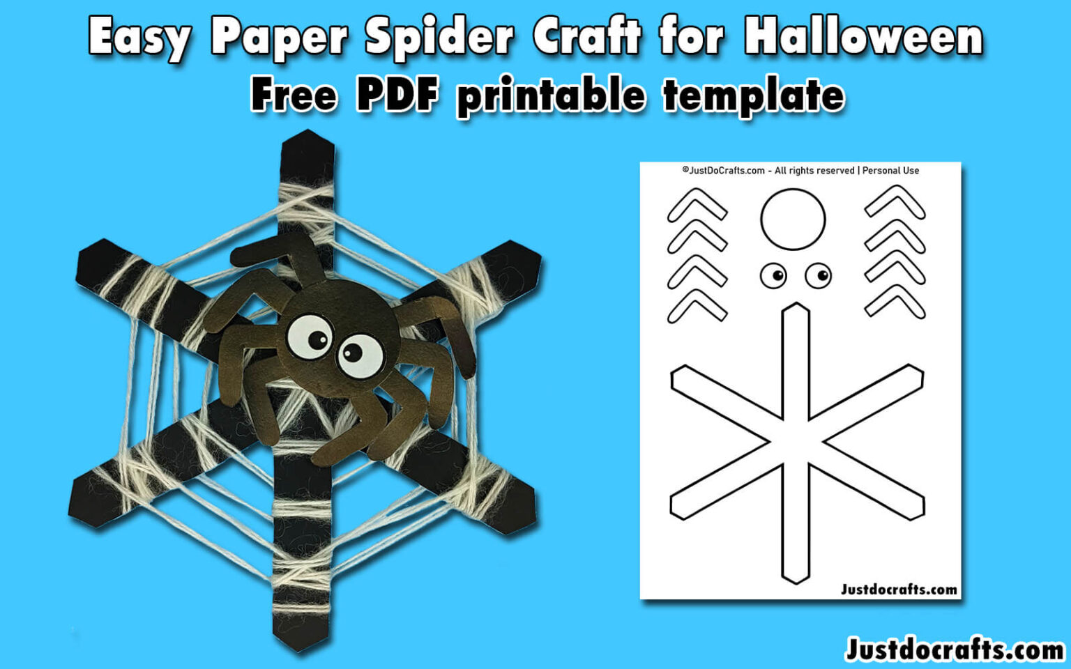 Easy Paper Spider Craft for Halloween (Free PDF printable template ...