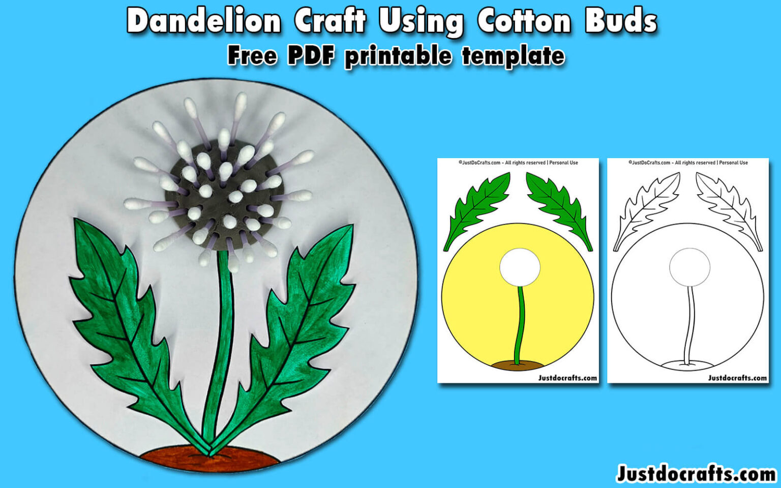 Dandelion Craft Using Cotton Buds (Free PDF printable template) - Just ...