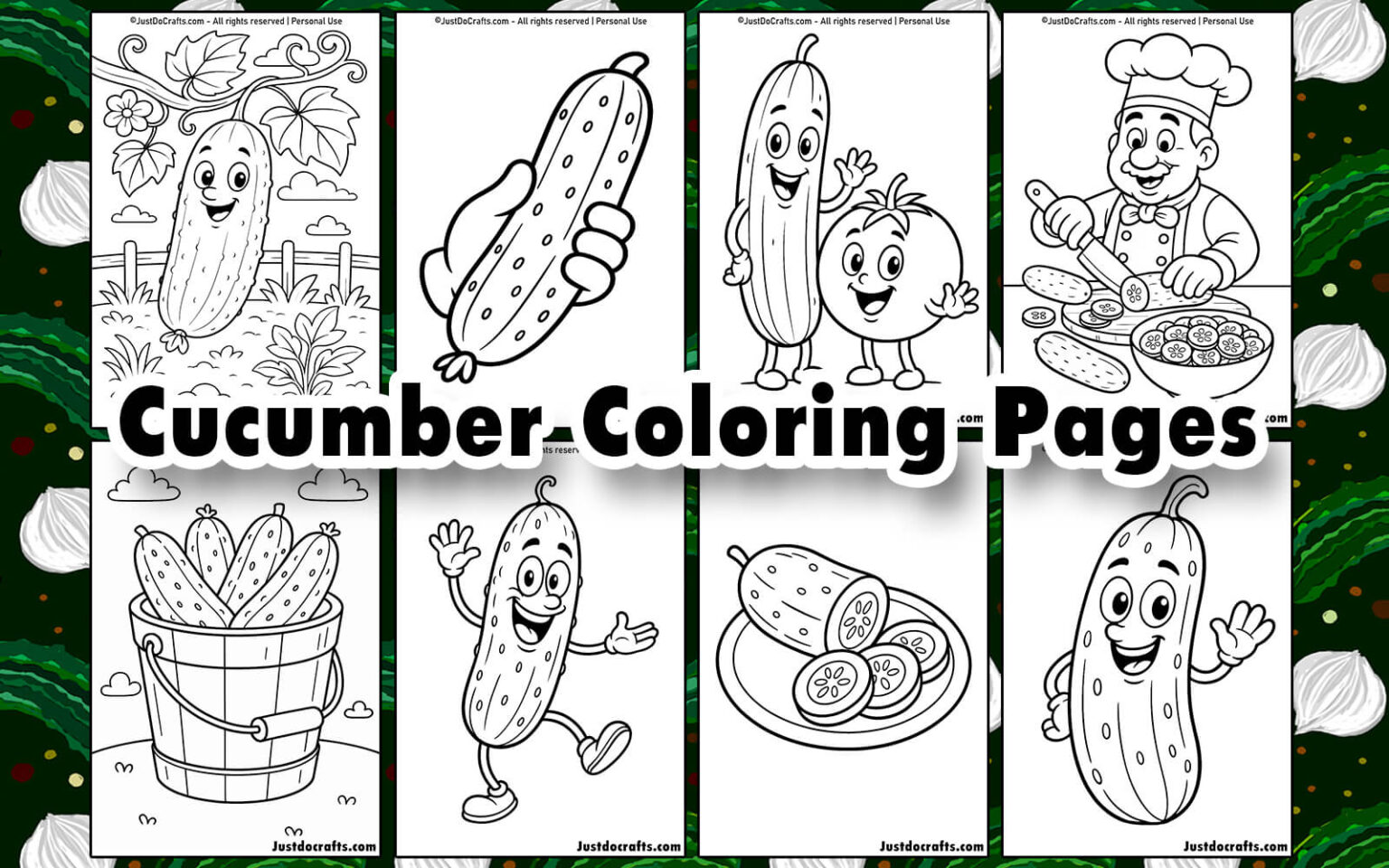 Cucumber Coloring Pages (Free PDF printable) - Just Do Crafts