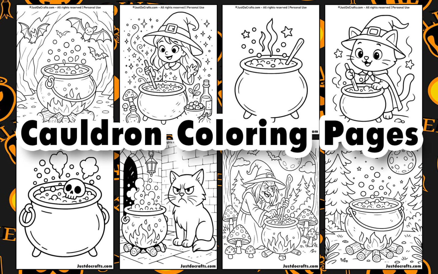 Cauldron Coloring Pages (Free PDF printable) - Just Do Crafts