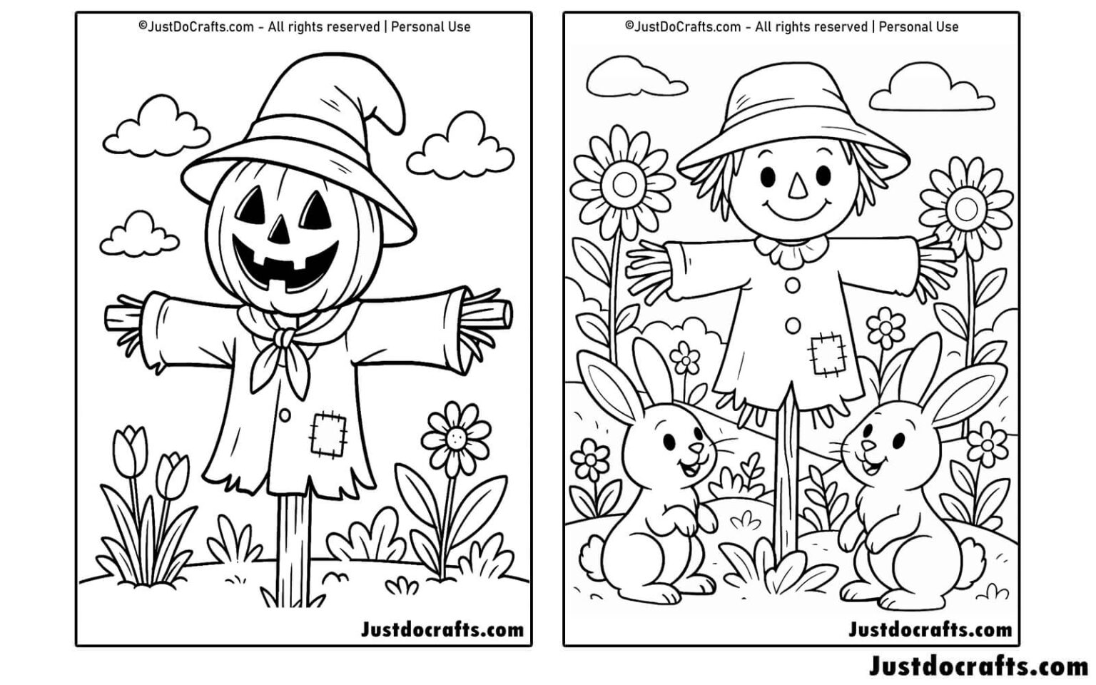 Scarecrow Coloring Pages (Free PDF printable) - Just Do Crafts