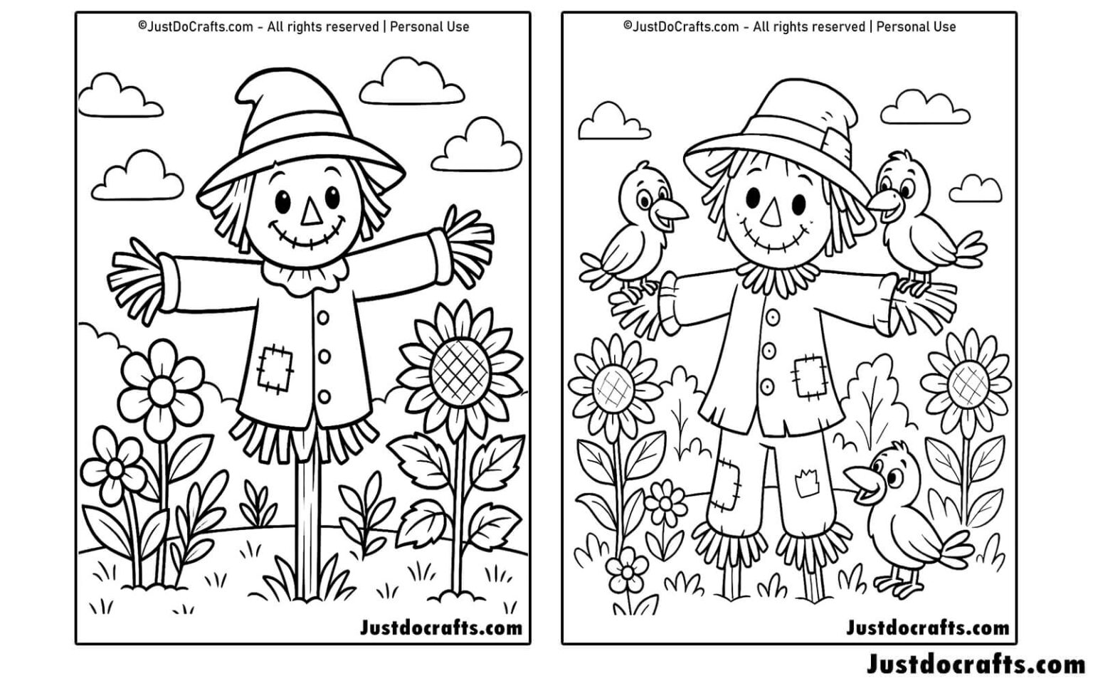 Scarecrow Coloring Pages (Free PDF printable) - Just Do Crafts