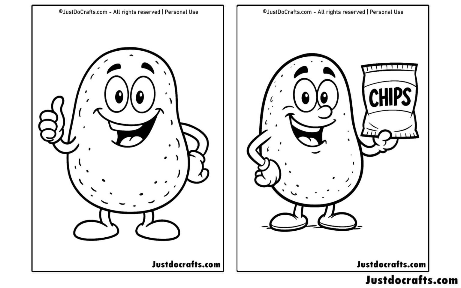 Potato Coloring Pages (Free PDF printable) - Just Do Crafts