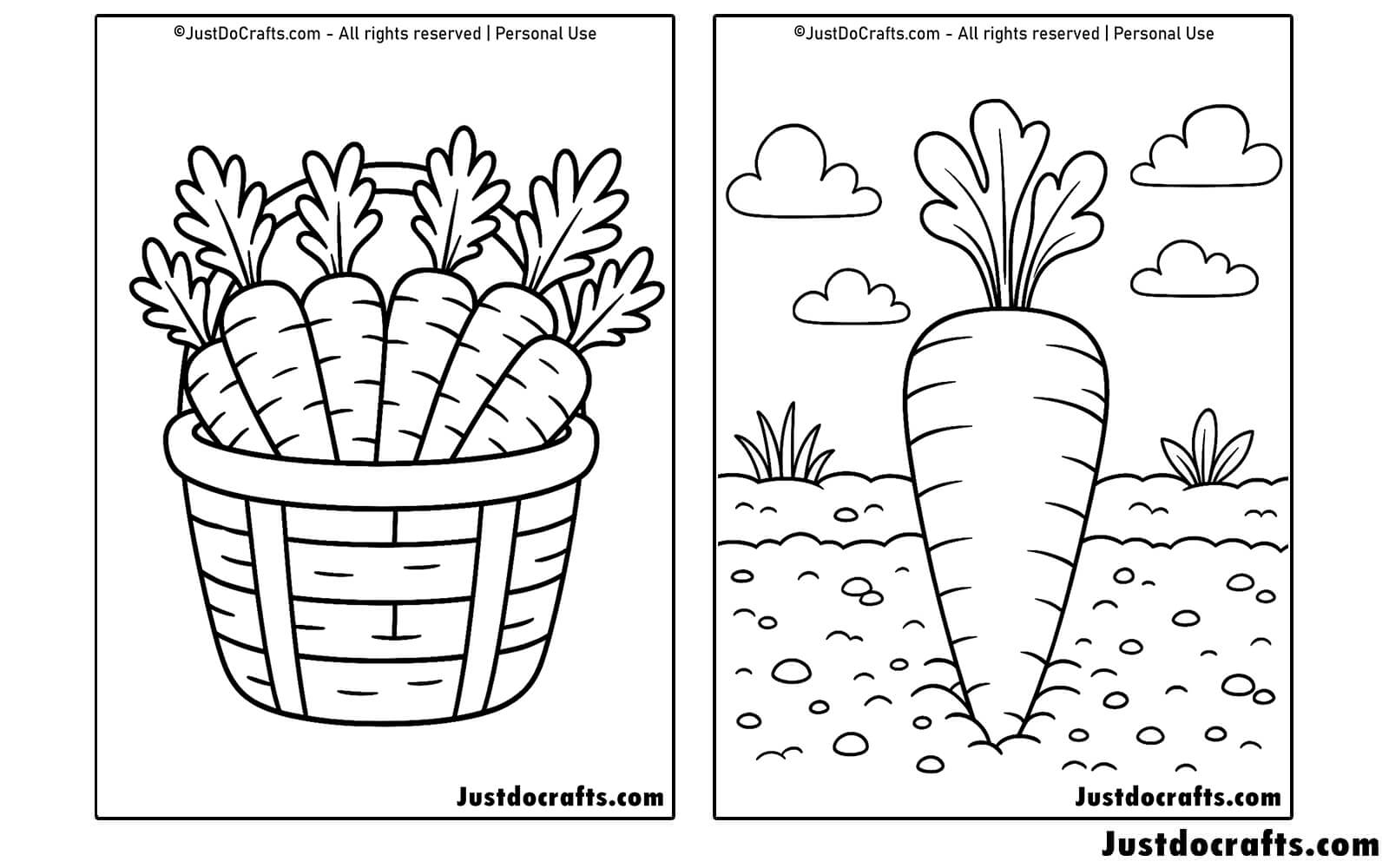 Carrot Coloring Pages (Free PDF printable) - Just Do Crafts