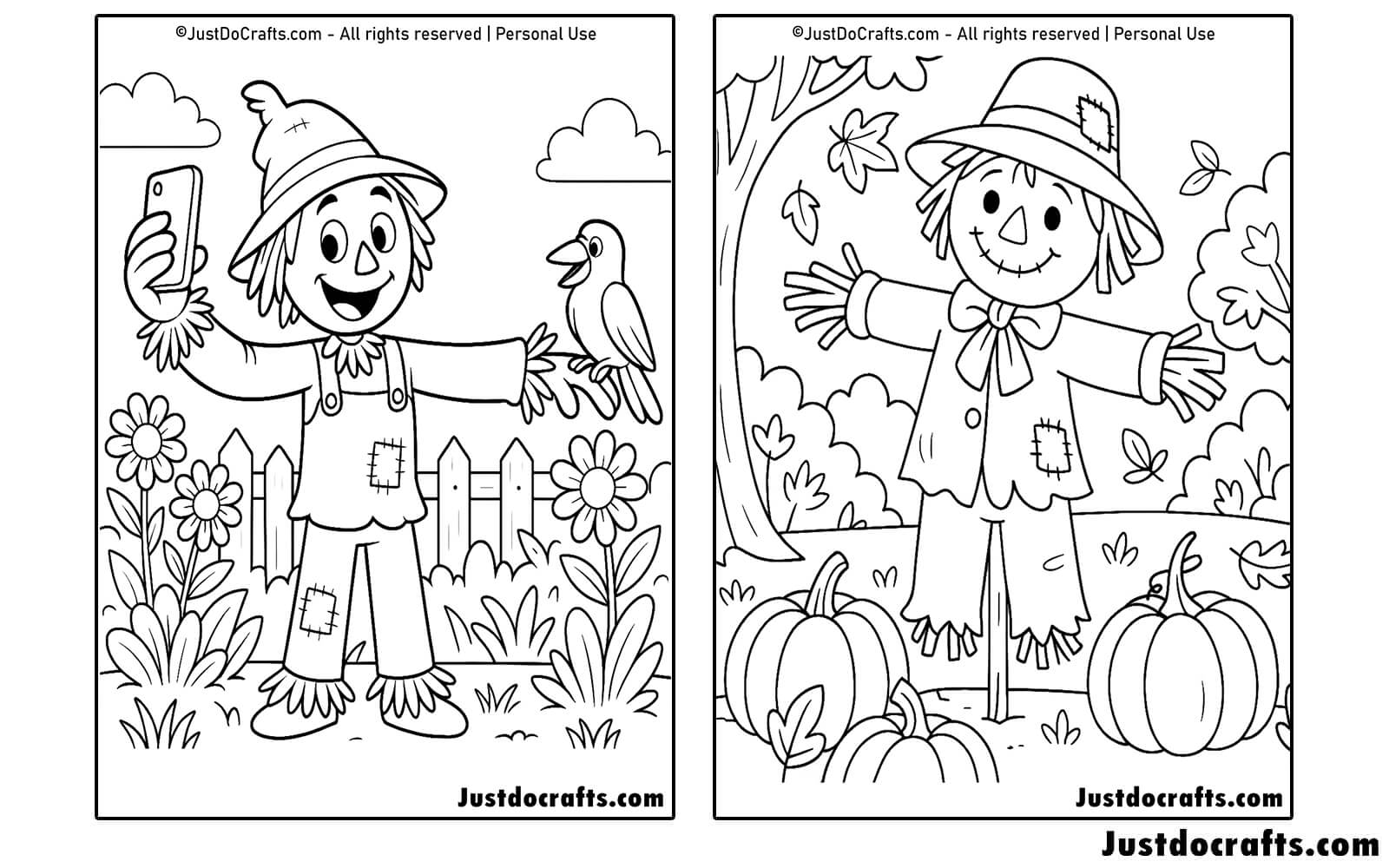 Scarecrow Coloring Pages (Free PDF printable) - Just Do Crafts