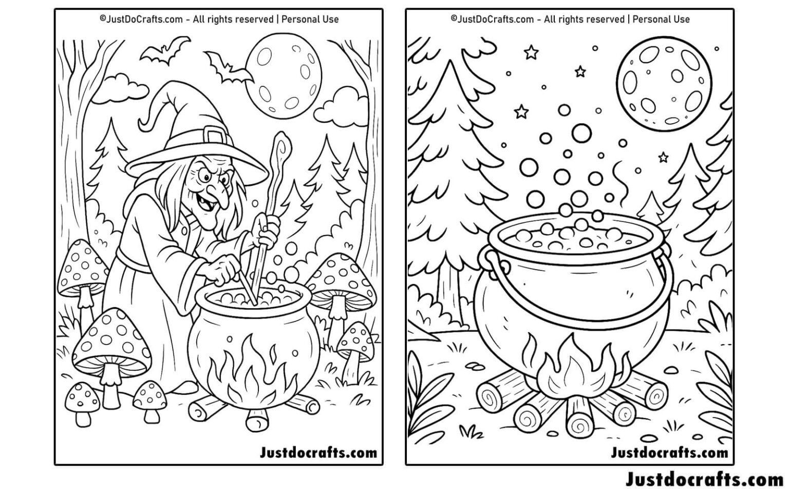 Cauldron Coloring Pages (Free PDF printable) - Just Do Crafts