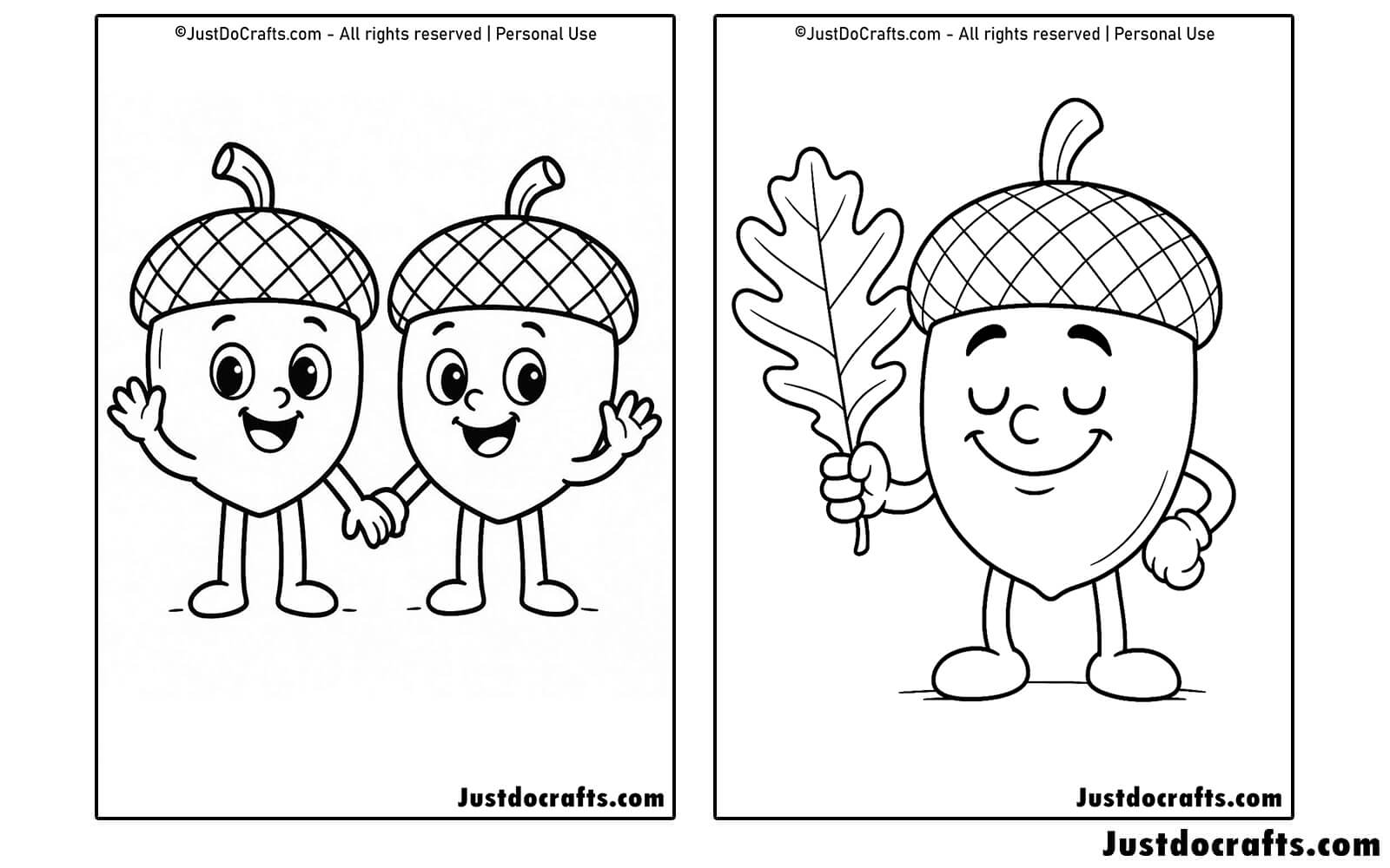Acorn Coloring Pages (Free PDF printable) - Just Do Crafts