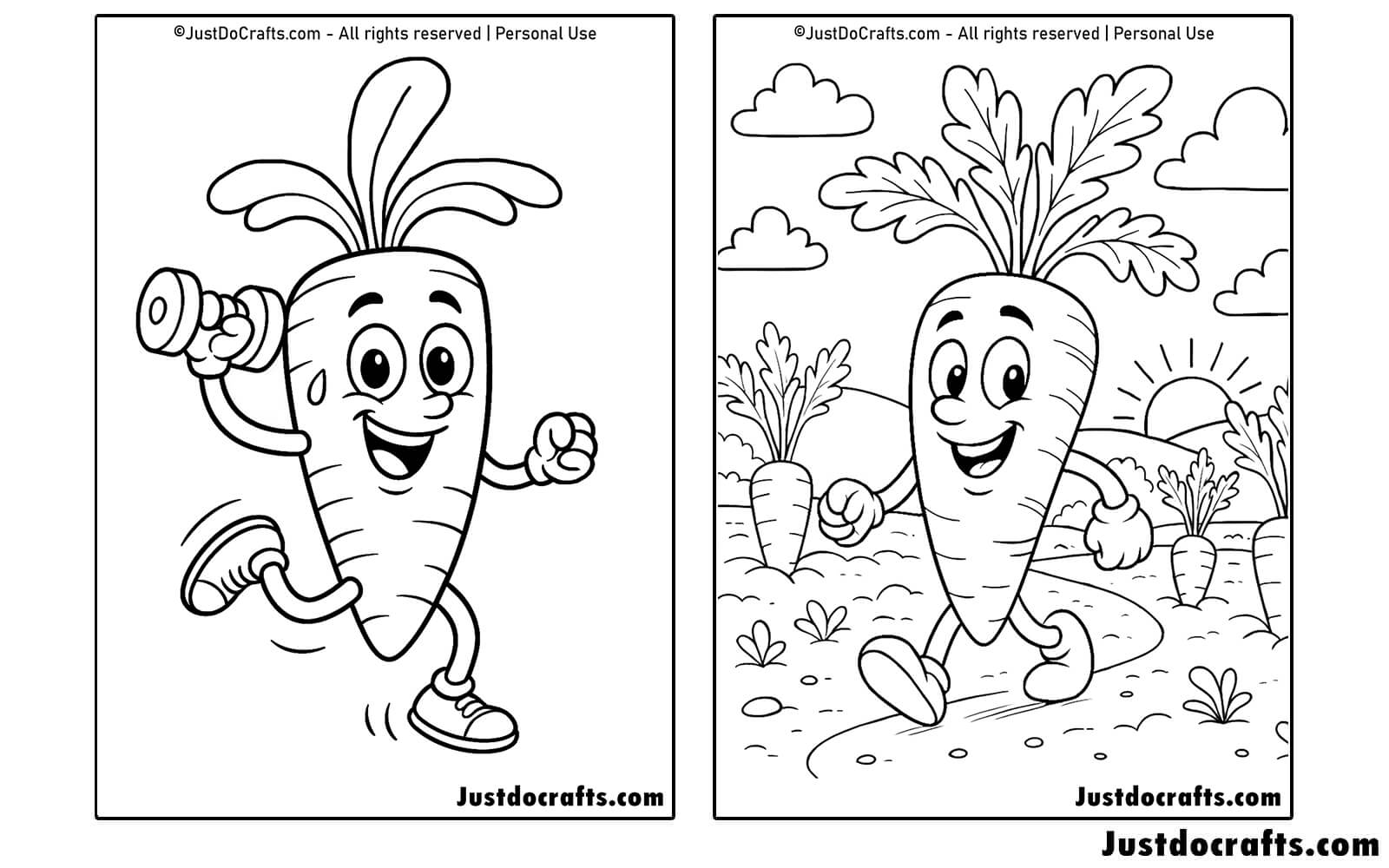 Carrot Coloring Pages (Free PDF printable) - Just Do Crafts