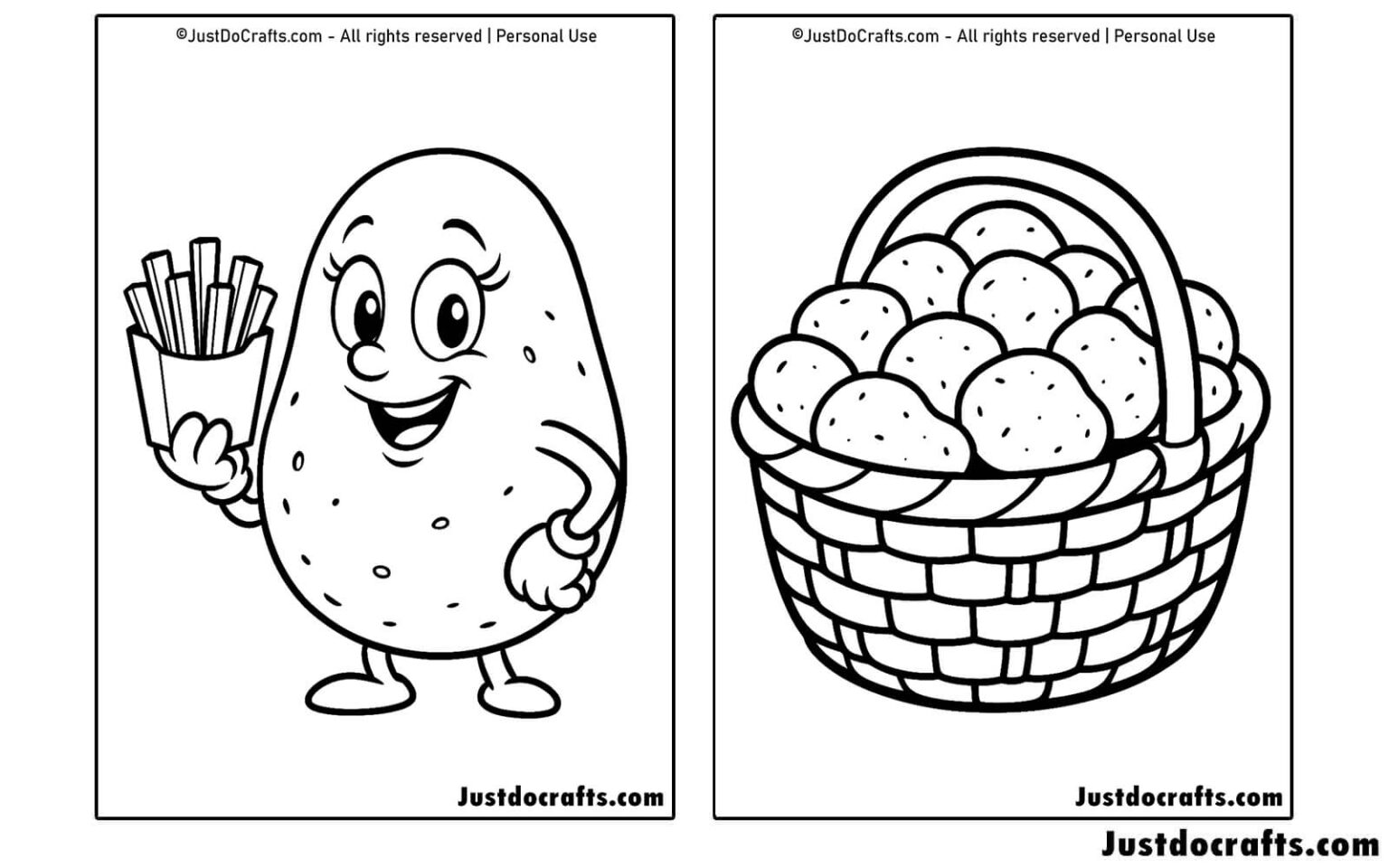 Potato Coloring Pages (Free PDF printable) - Just Do Crafts