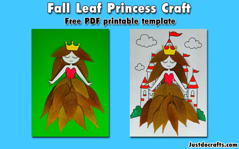 Fall Leaf Princess Craft (Free PDF printable template) - Just Do Crafts