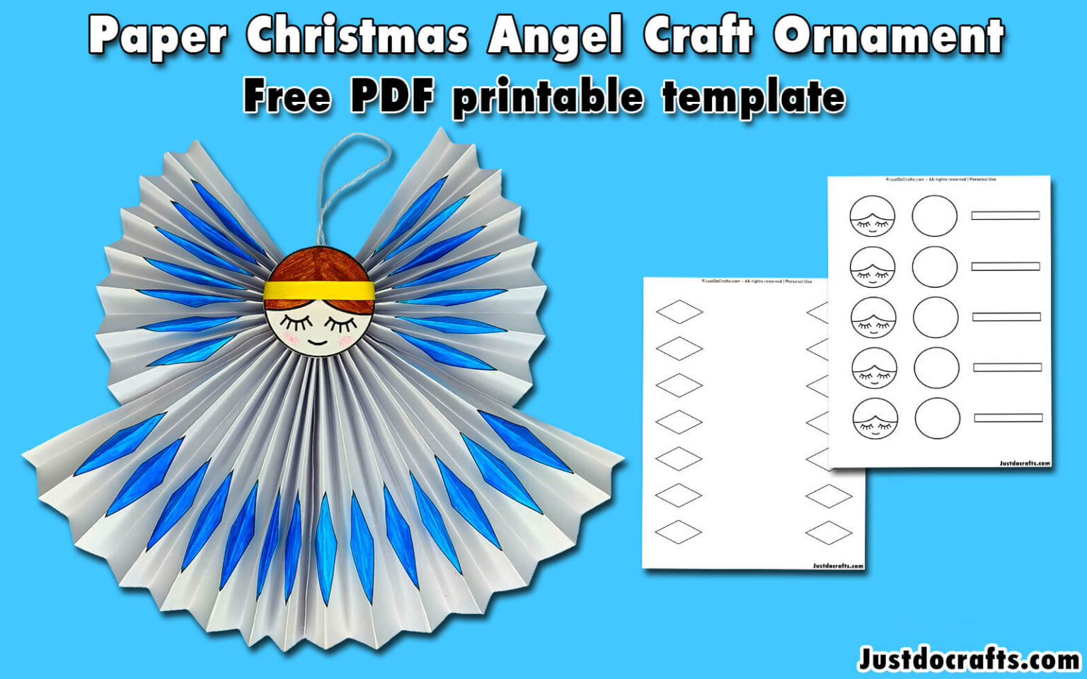 Paper Christmas Angel Craft Ornament (Free PDF printable template ...
