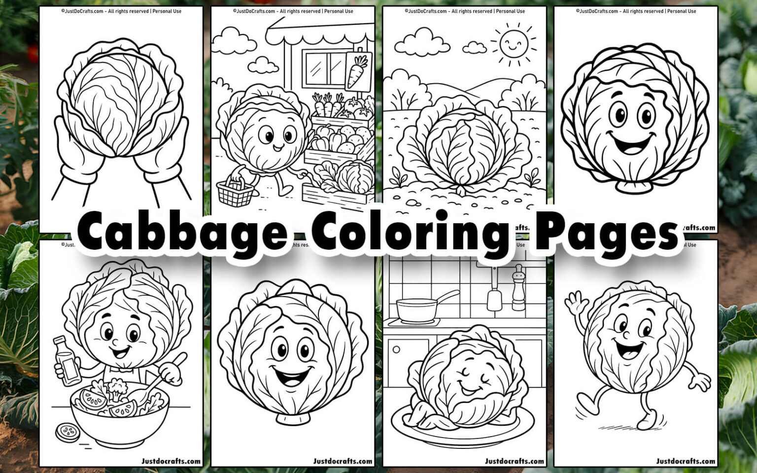 Cabbage Coloring Pages (Free PDF printable) - Just Do Crafts