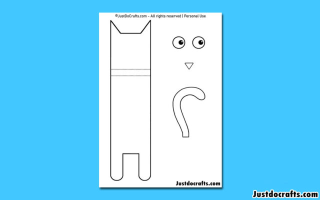 Paper Cat Craft (Free PDF printable template) - Just Do Crafts