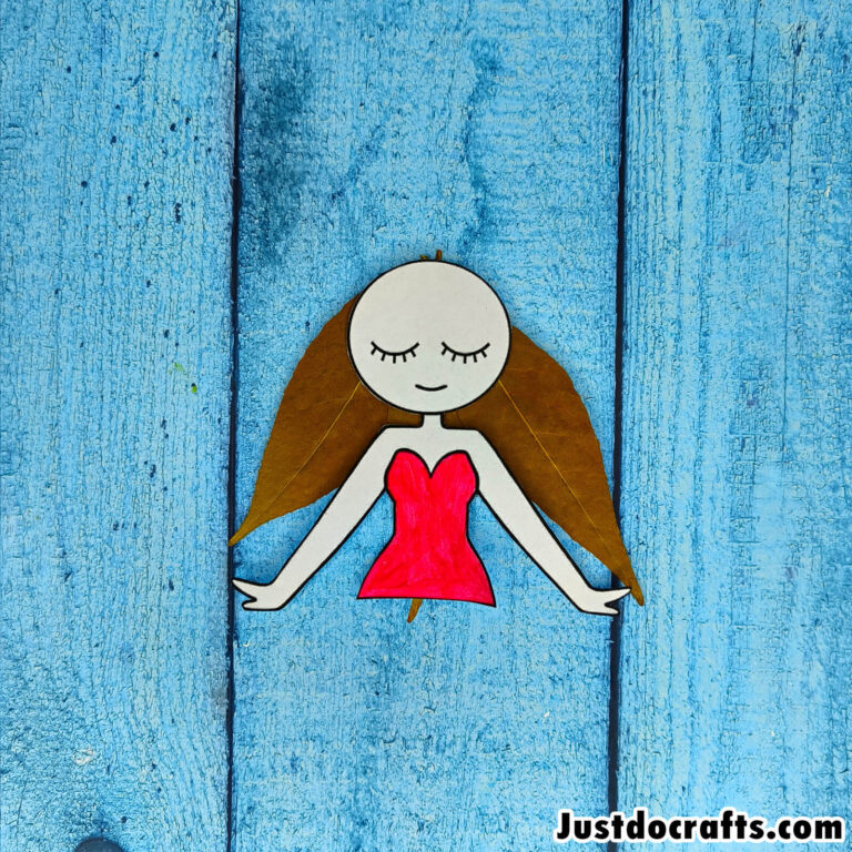 Fall Leaf Princess Craft (Free PDF printable template) - Just Do Crafts
