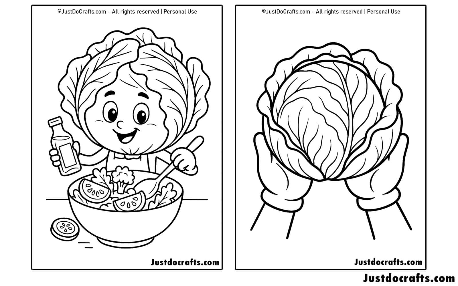 Cabbage Coloring Pages (Free PDF printable) - Just Do Crafts