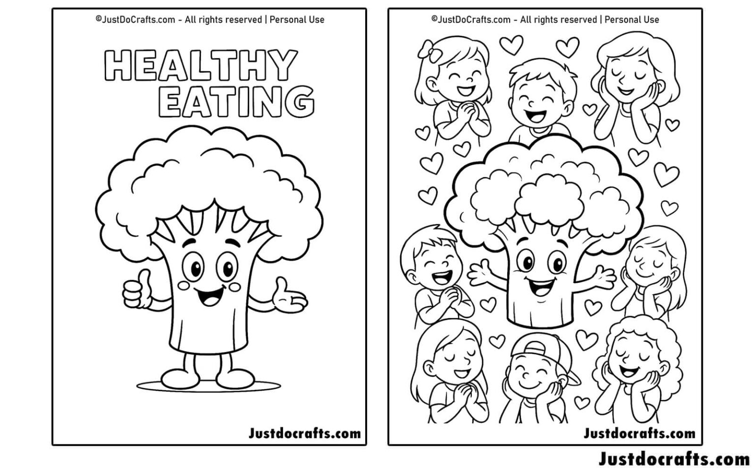 Broccoli Coloring Pages (Free PDF printable) - Just Do Crafts