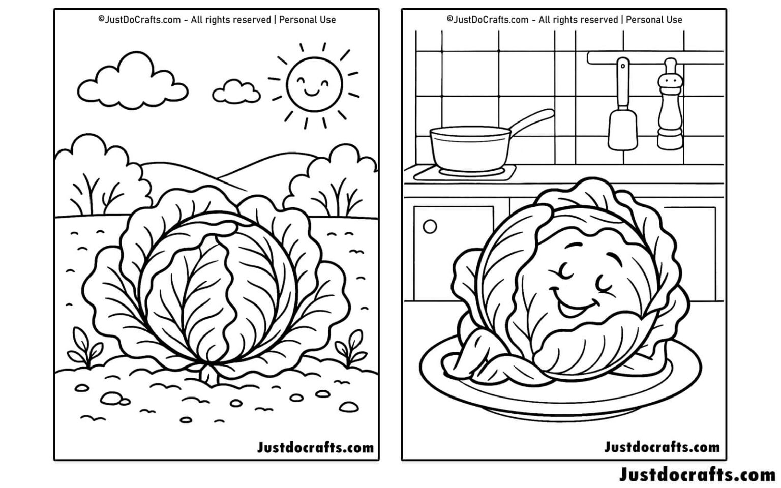 Cabbage Coloring Pages (Free PDF printable) - Just Do Crafts