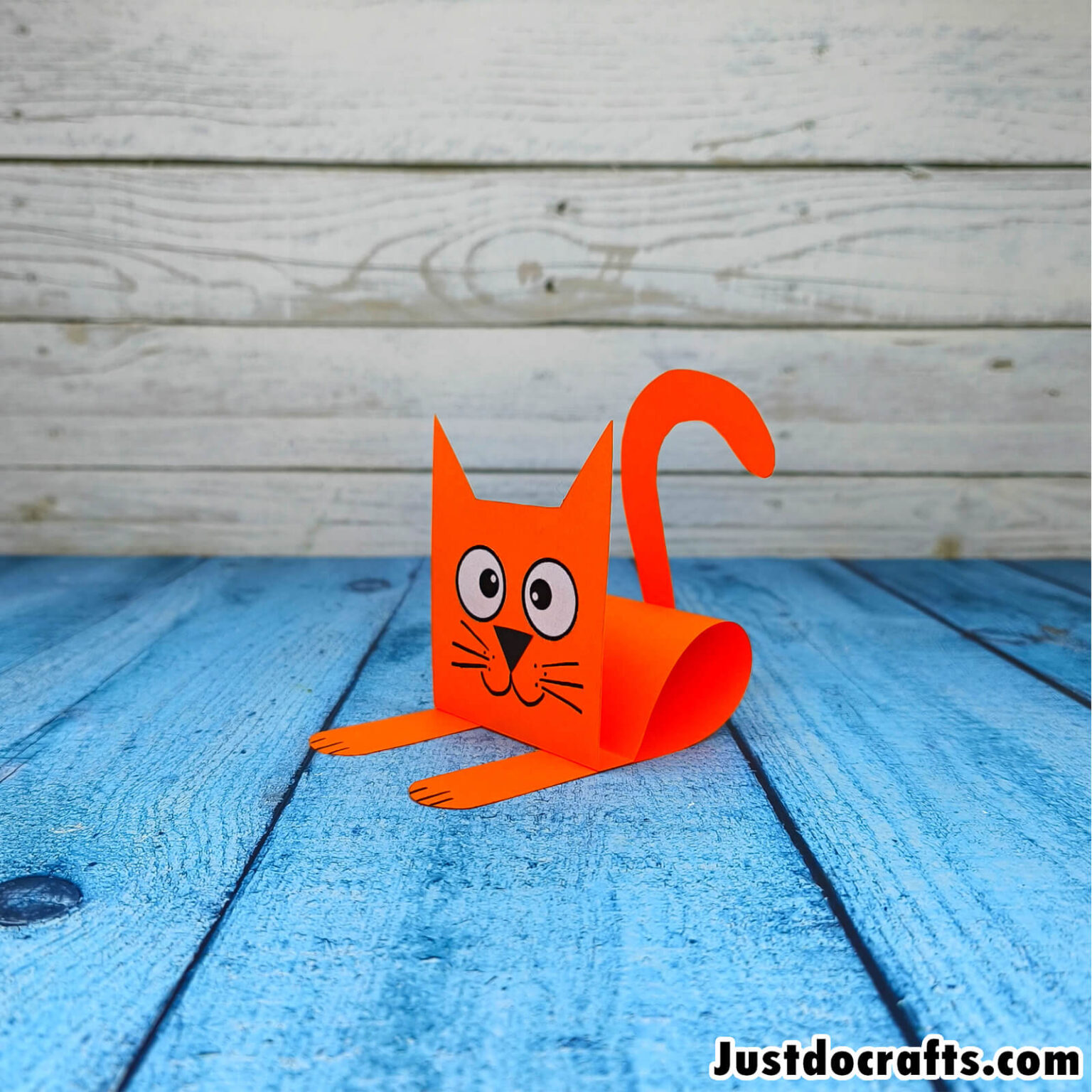 Paper Cat Craft (Free PDF printable template) - Just Do Crafts