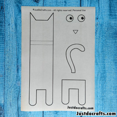 Cute Paper Cat Craft (Free PDF printable template) - Just Do Crafts