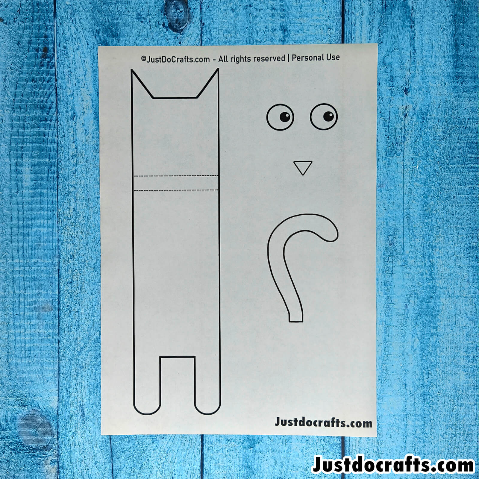 Paper Cat Craft (Free PDF printable template) - Just Do Crafts