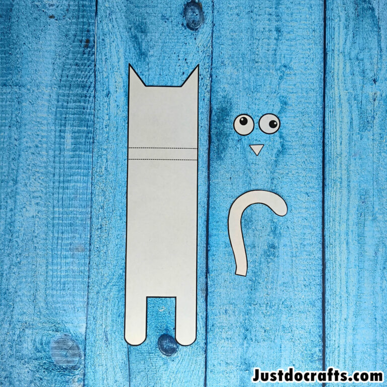 Paper Cat Craft (Free PDF printable template) - Just Do Crafts