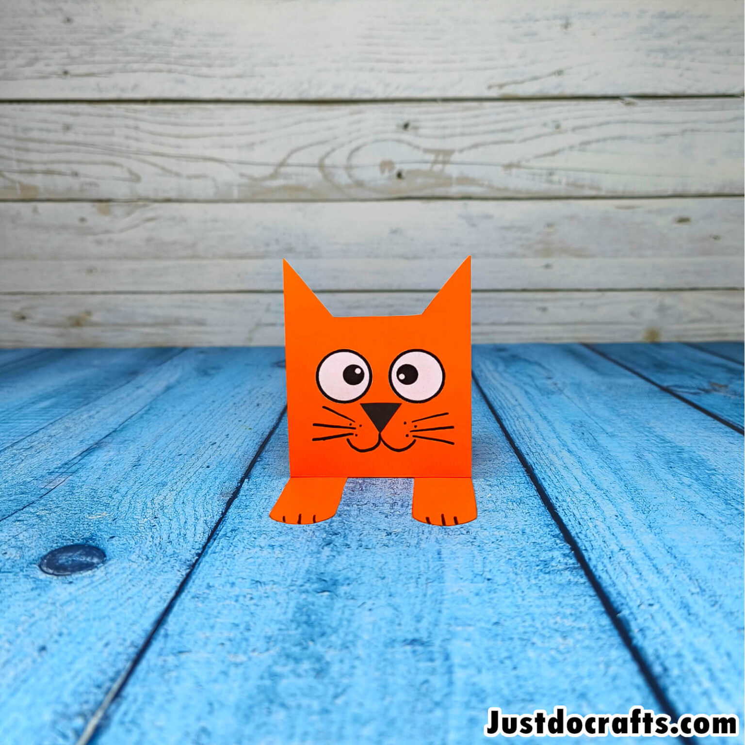 Paper Cat Craft (Free PDF printable template) - Just Do Crafts