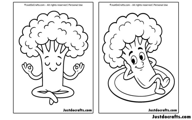 Broccoli Coloring Pages (Free PDF printable) - Just Do Crafts