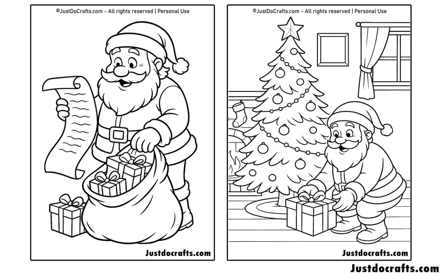 Santa Coloring Pages (Free PDF printable) - Just Do Crafts