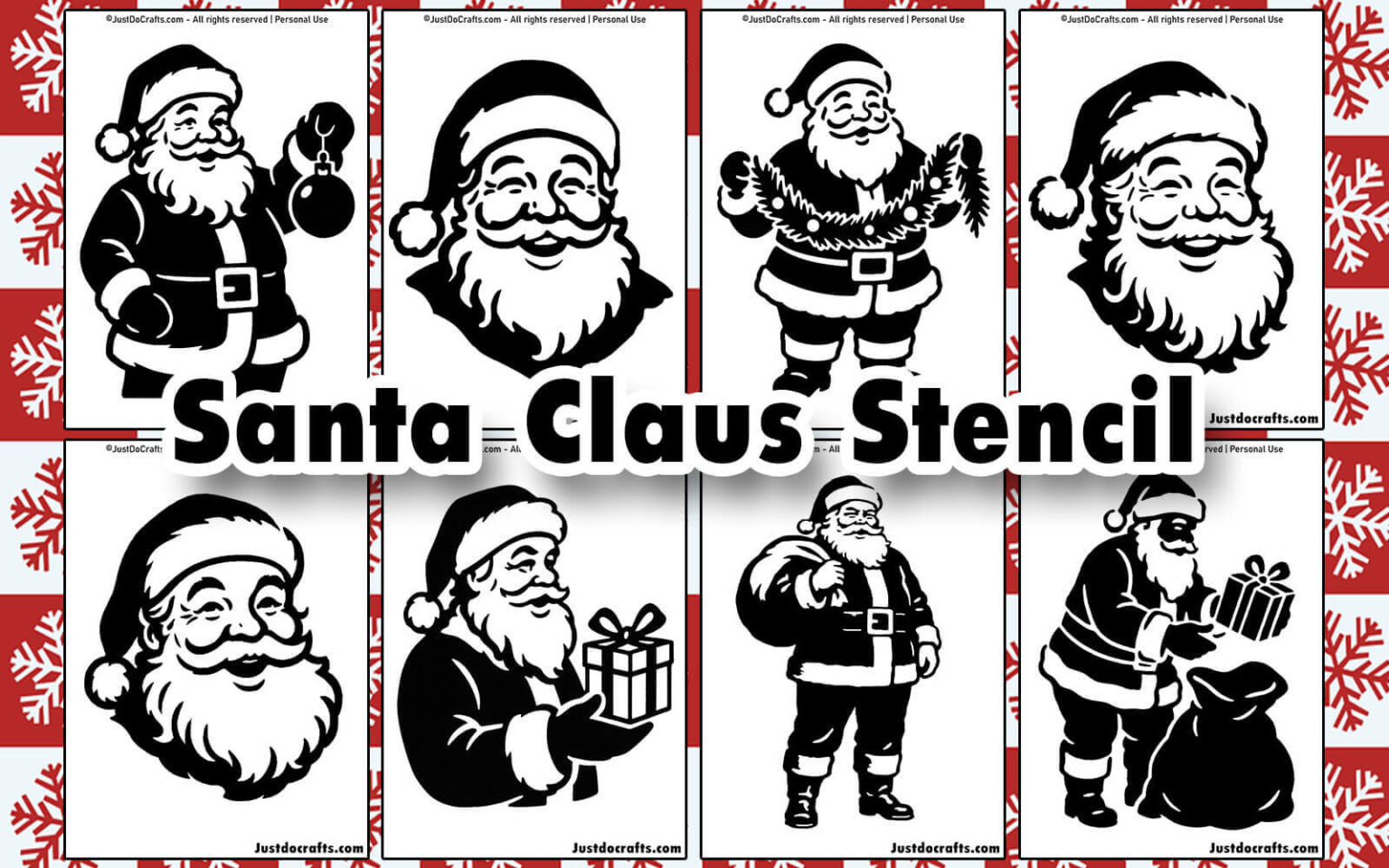 Santa Claus Stencil (Free PDF printable) - Just Do Crafts