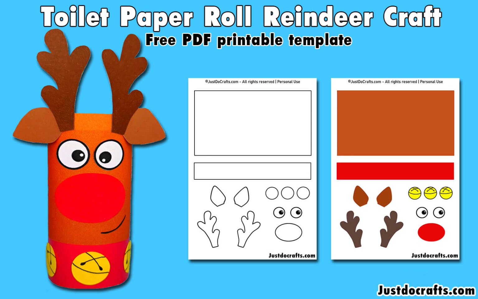 Toilet Paper Roll Reindeer Craft (Free PDF printable template) - Just ...