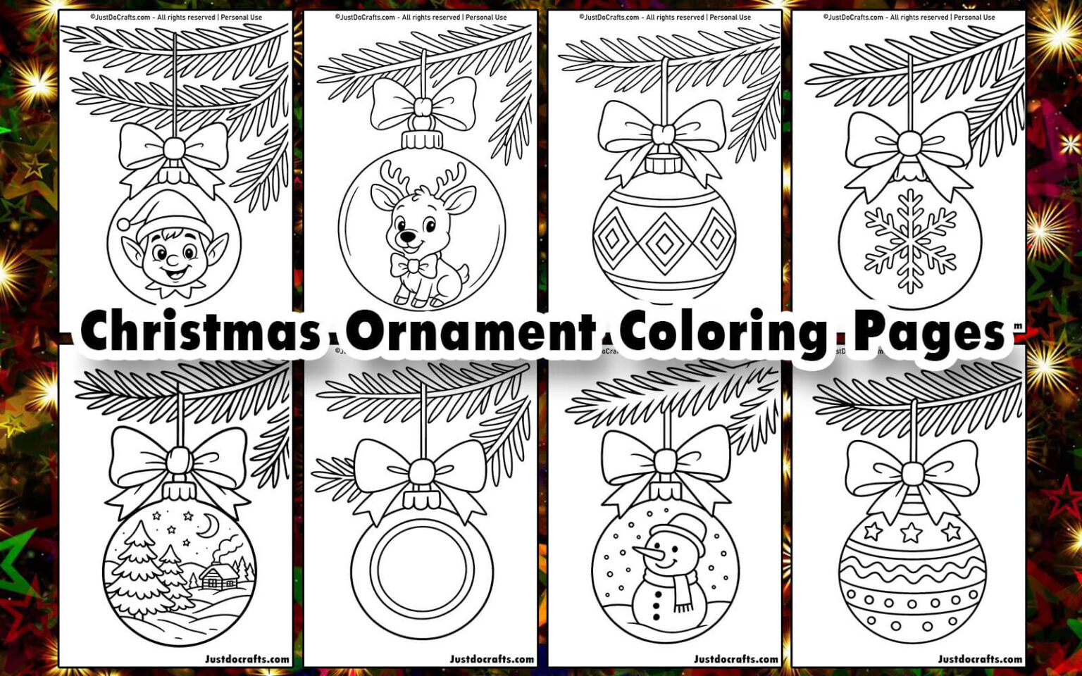 Christmas Ornament Coloring Pages (Free PDF printable) - Just Do Crafts