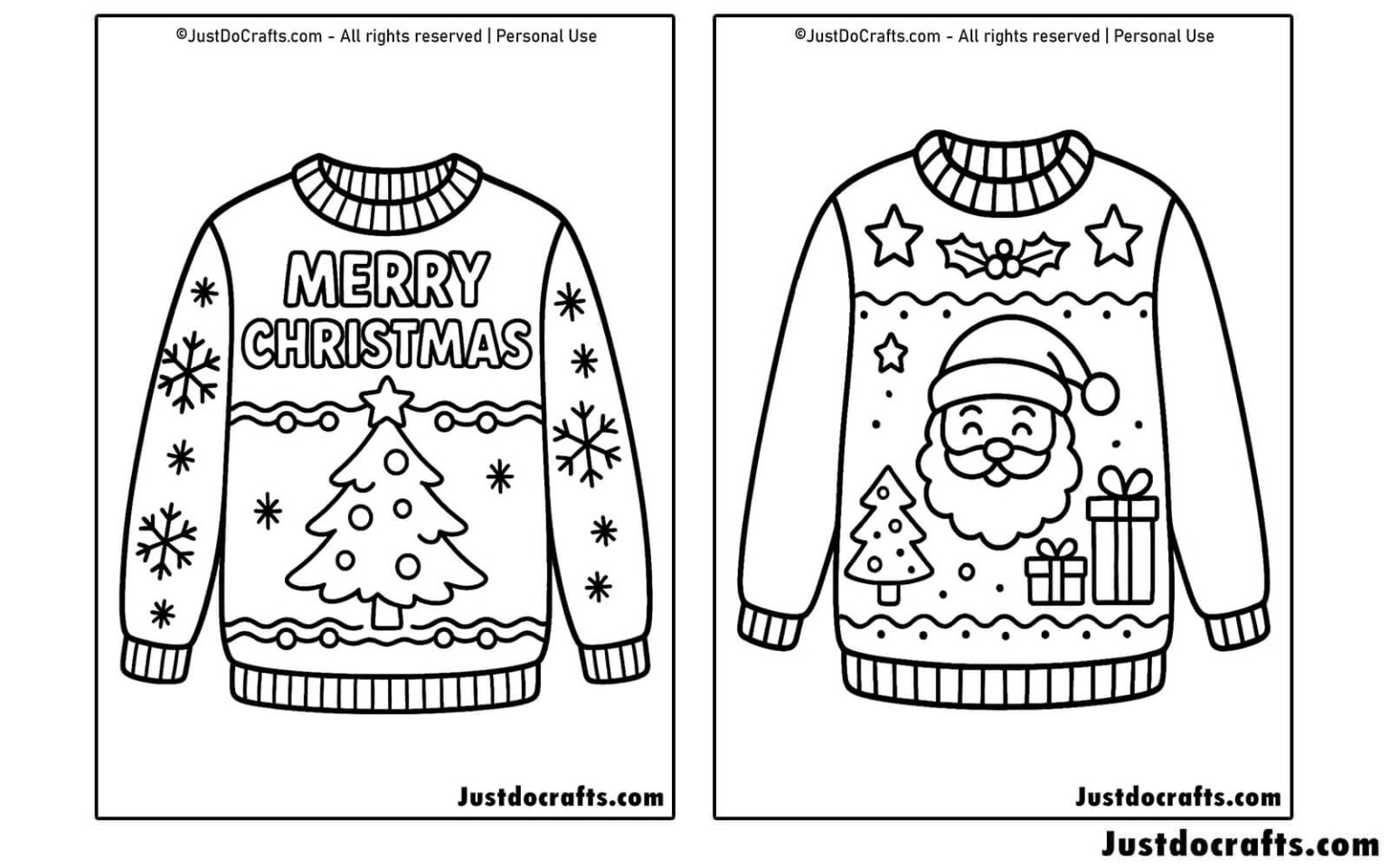 Christmas Sweater Coloring Pages (Free PDF printable) - Just Do Crafts