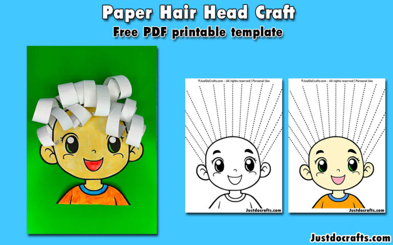 Paper Hair Head Craft (Free PDF printable template) - Just Do Crafts