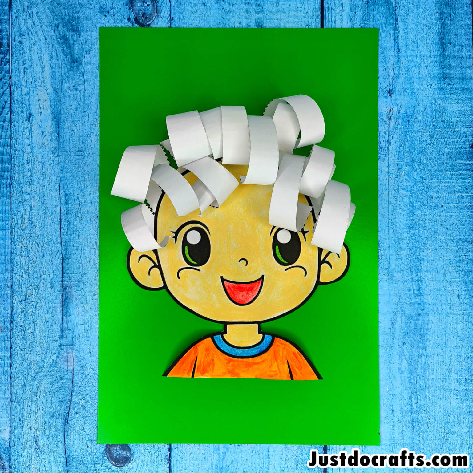 Paper Hair Head Craft (Free PDF printable template) - Just Do Crafts