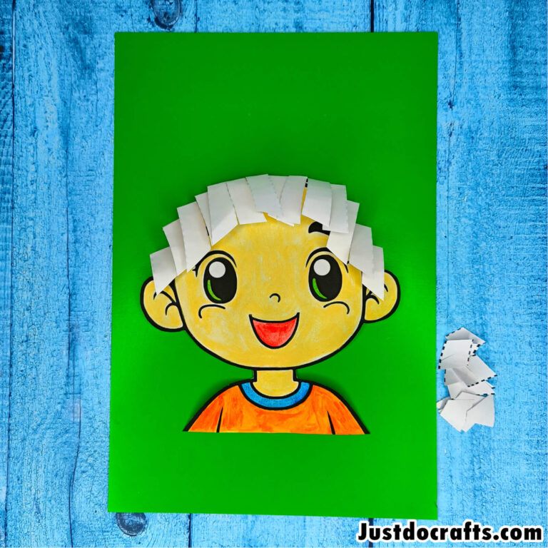 Paper Hair Head Craft (Free PDF printable template) - Just Do Crafts