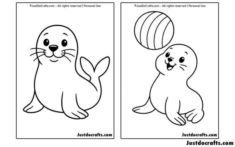 Seal Coloring Pages (Free PDF printable) - Just Do Crafts