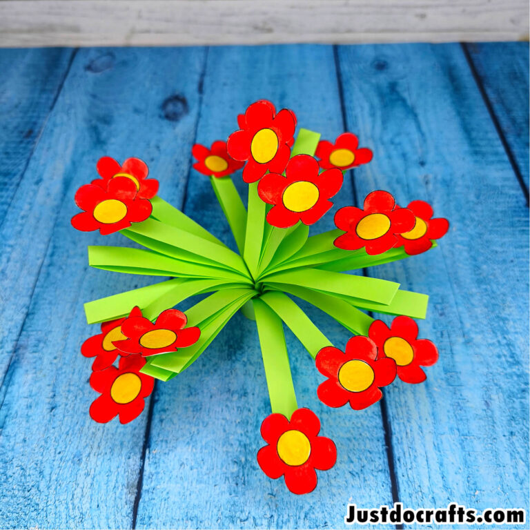 Easy Paper Flower Bouquet for kids (Free PDF printable template) - Just ...