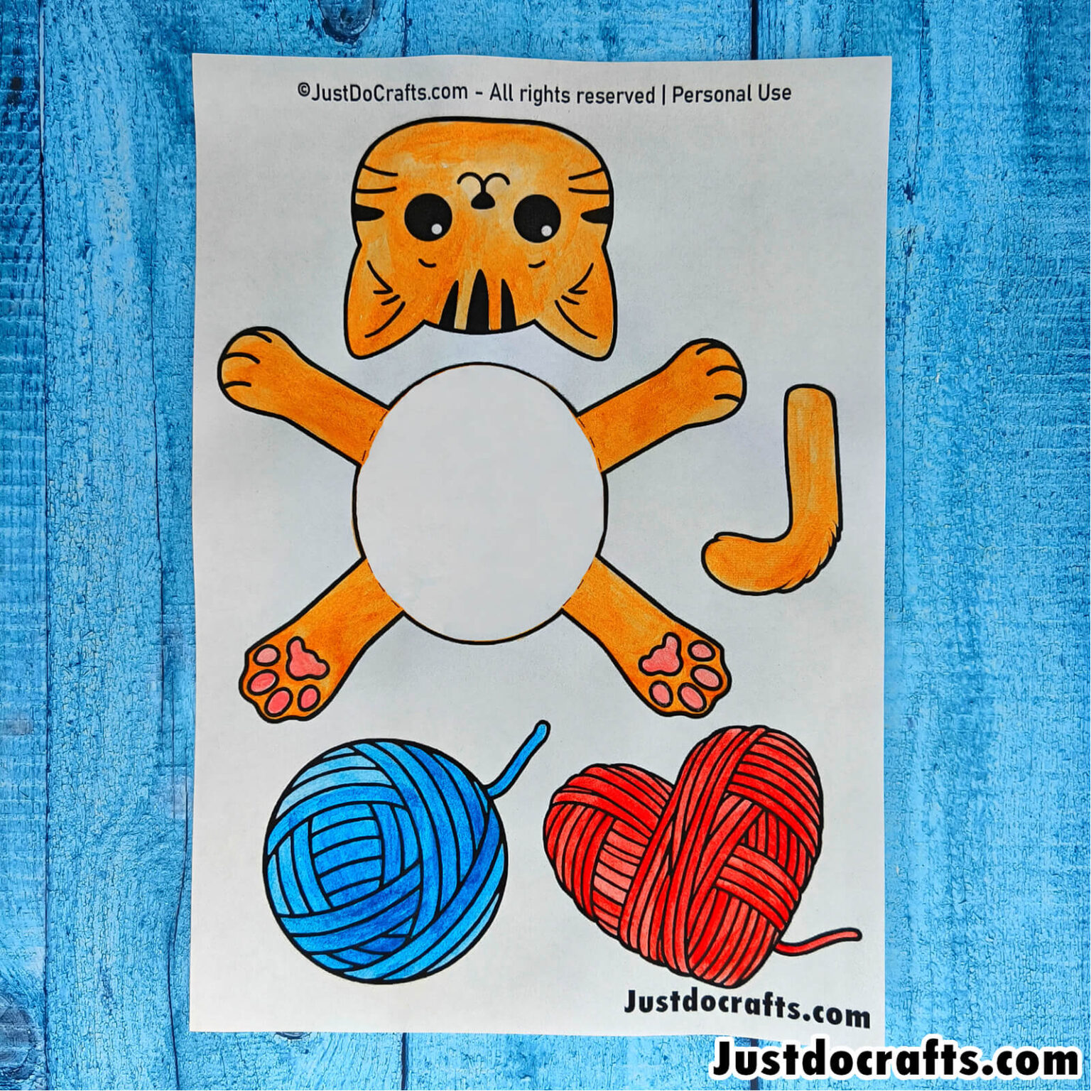 Cat Playing with a Yarn Ball Paper Craft (Free PDF printable template ...