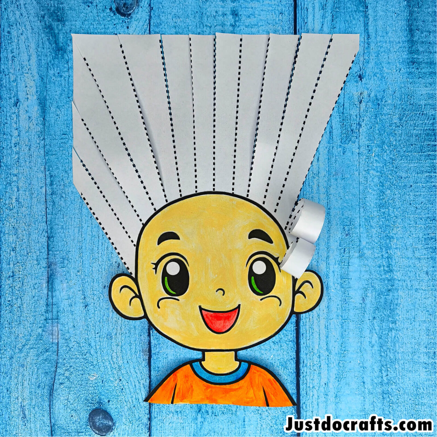 Paper Hair Head Craft (Free PDF printable template) - Just Do Crafts