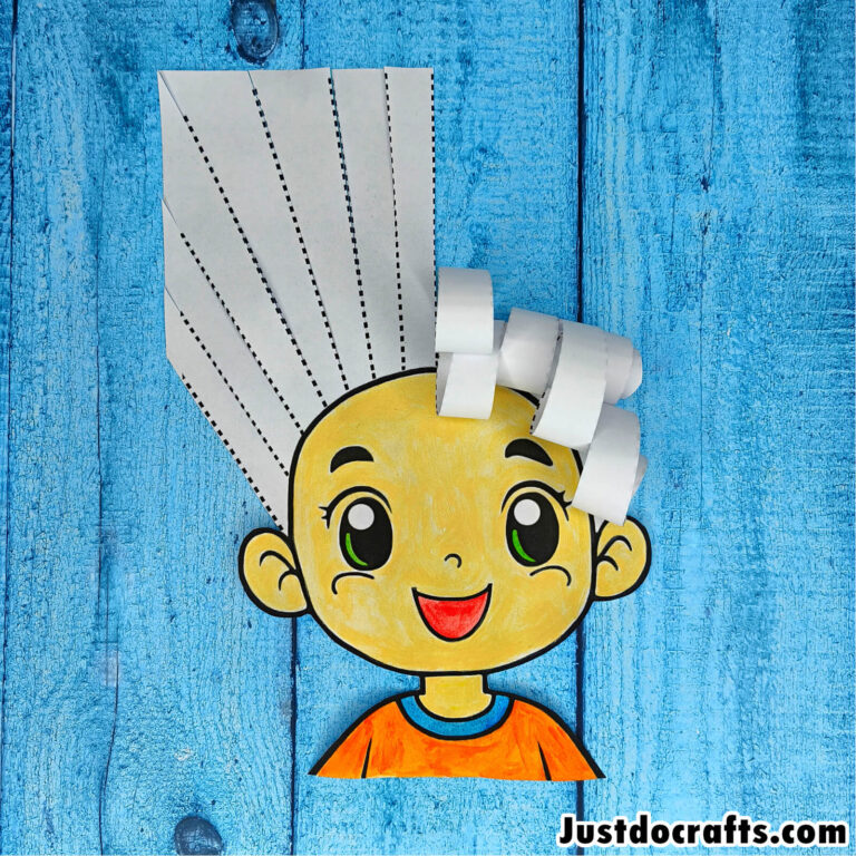 Paper Hair Head Craft (Free PDF printable template) - Just Do Crafts