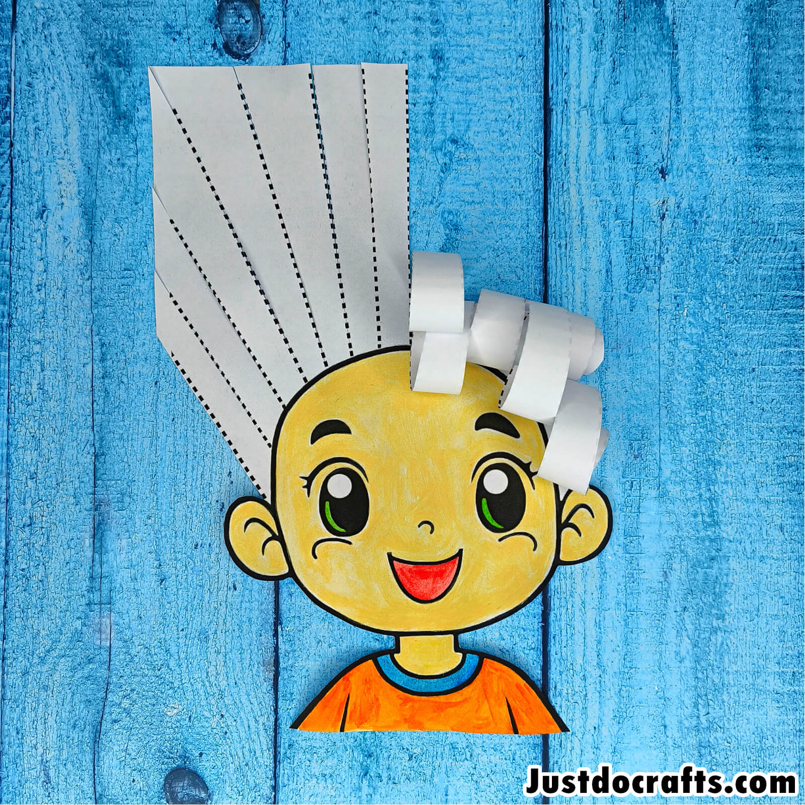 Paper Hair Head Craft (Free PDF printable template) - Just Do Crafts