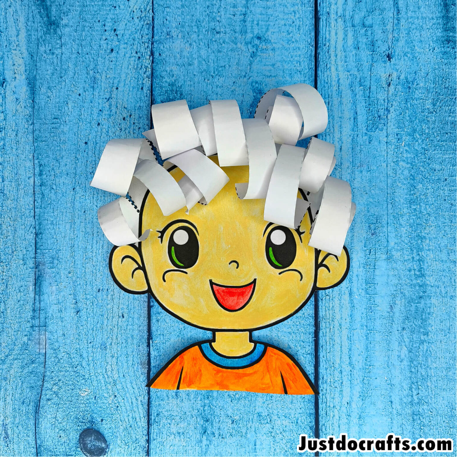 Paper Hair Head Craft (Free PDF printable template) - Just Do Crafts