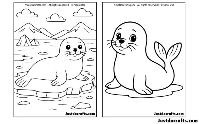 Seal Coloring Pages (Free PDF printable) - Just Do Crafts