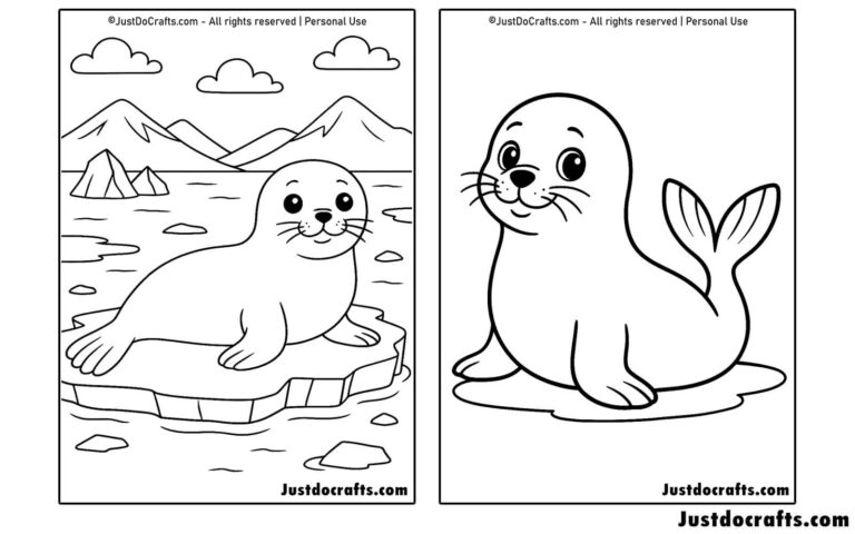 Seal Coloring Pages (Free PDF printable) - Just Do Crafts