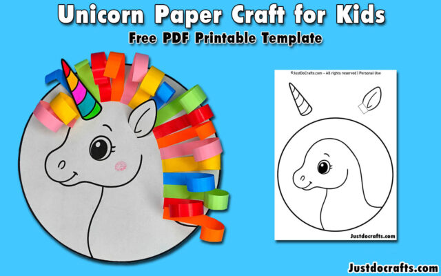 Unicorn Paper Craft for Kids (Free PDF Printable Template) - Just Do Crafts