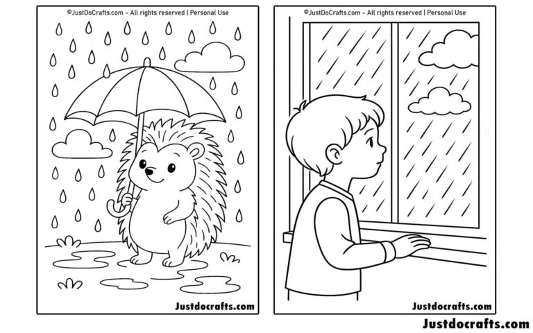 Rainy Day Coloring Pages (Free PDF Printable) - Just Do Crafts