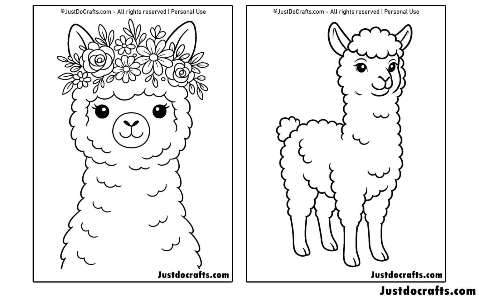 Alpaca Coloring Pages (Free PDF Printable) - Just Do Crafts